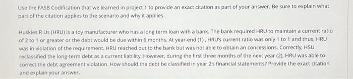 Solved Use the FASB Codification that we learned in project | Chegg.com