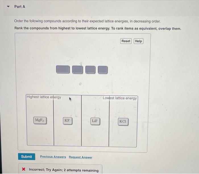Solved Order the following compounds according to their | Chegg.com
