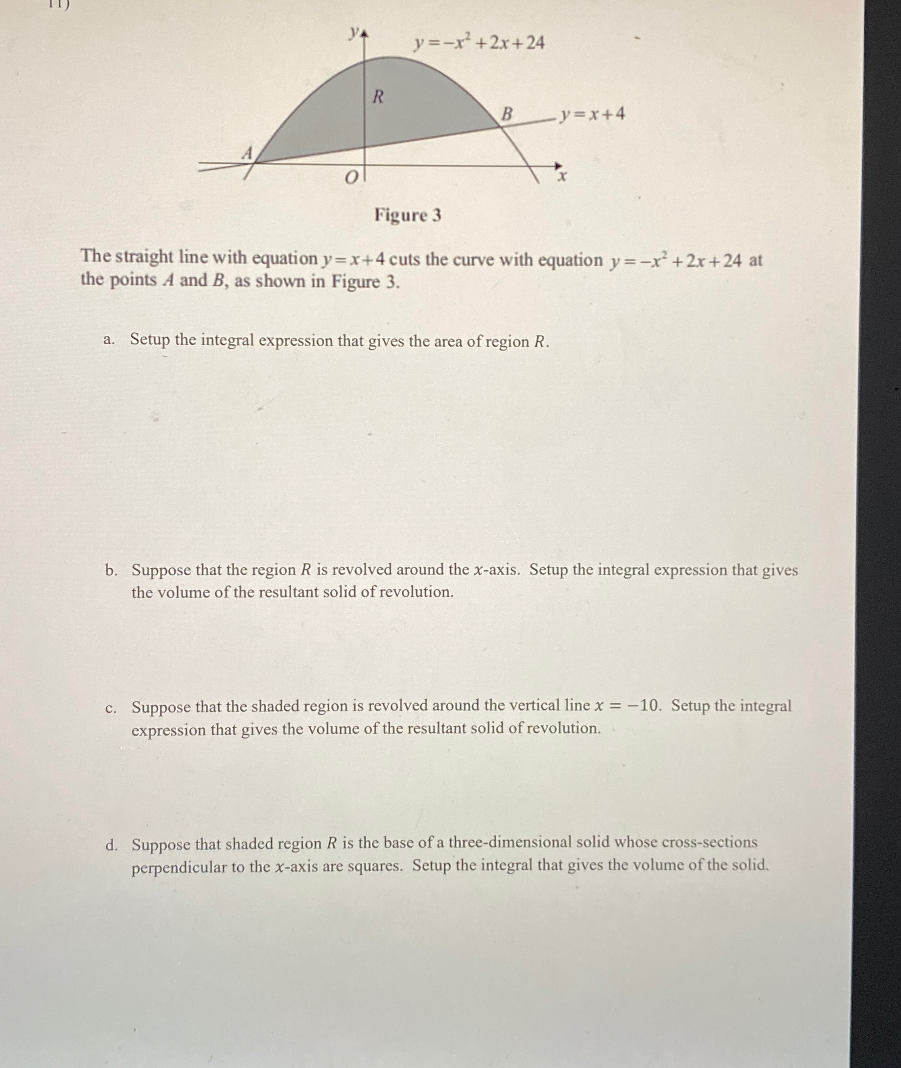 Solved The straight line with equation y=x+4 ﻿cuts the curve | Chegg.com