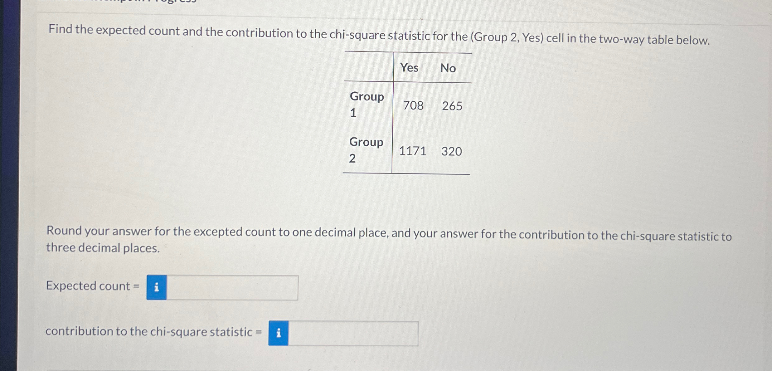 Solved Find the expected count and the contribution to the | Chegg.com
