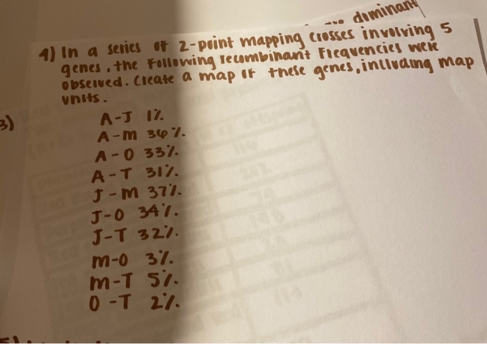 Solved dominan 3) 4) in a series of 2-point mapping crosses | Chegg.com