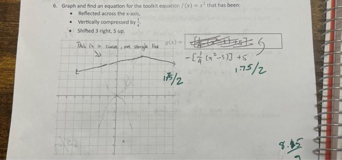Solved 6. Graph and find an equation for the toolkit | Chegg.com