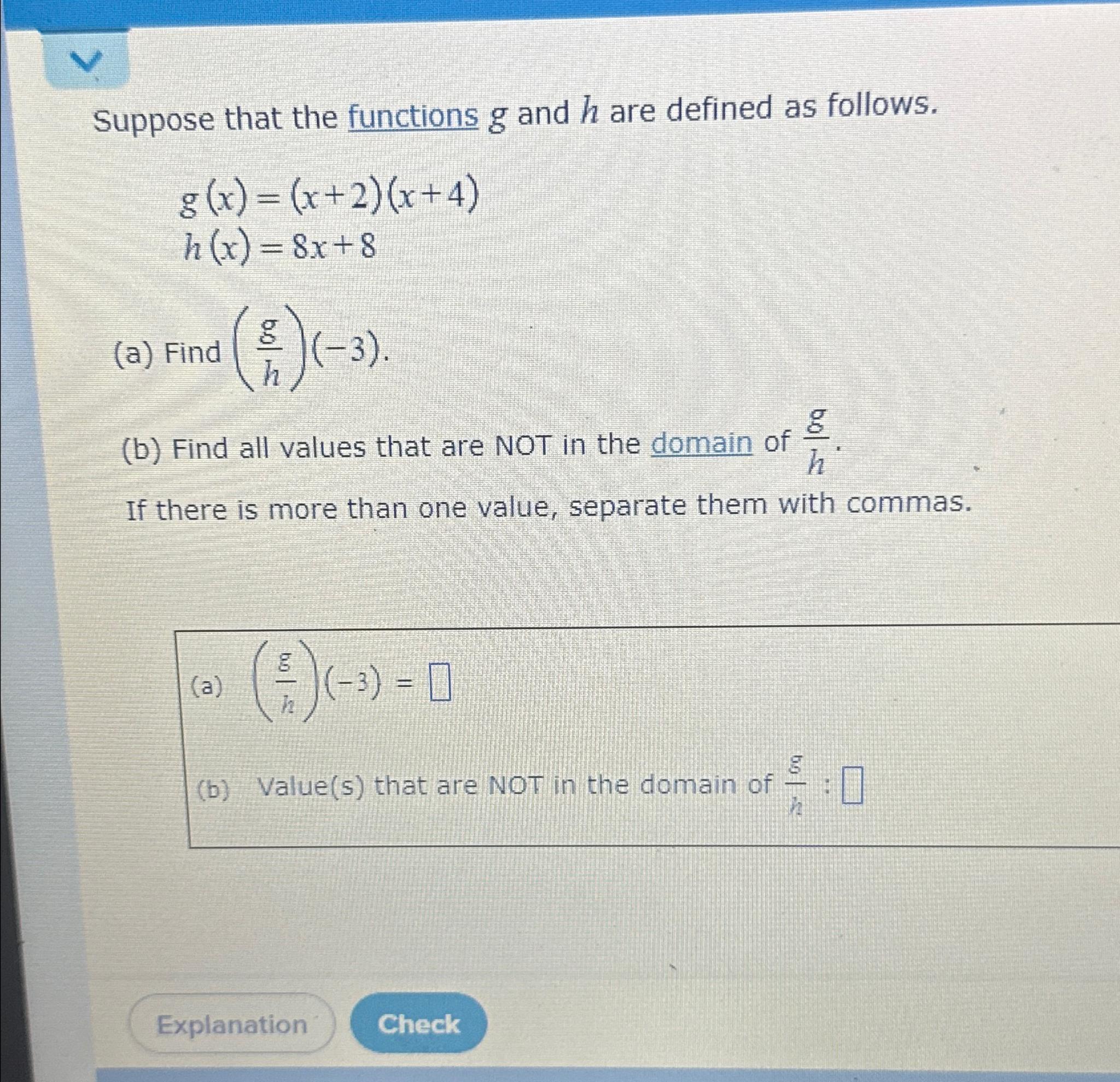 Solved Suppose that the functions g ﻿and h ﻿are defined as | Chegg.com