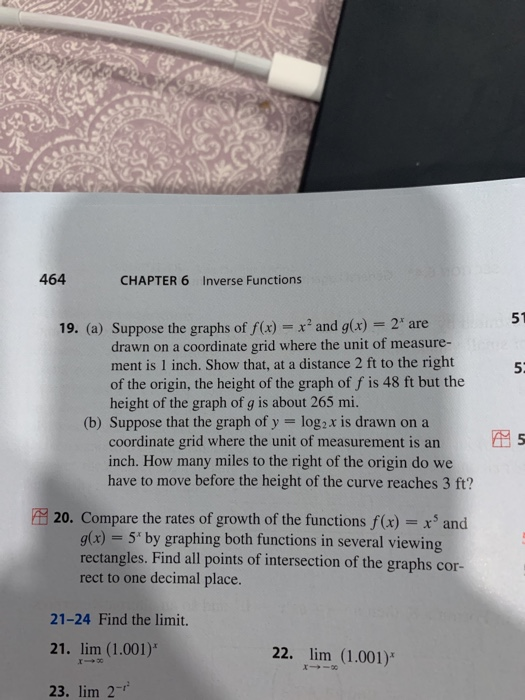 Solved 464 CHAPTER 6 Inverse Functions 19. (a) Suppose the | Chegg.com