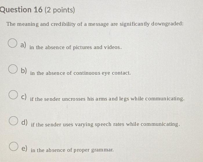 Solved The meaning and credibility of a message are | Chegg.com
