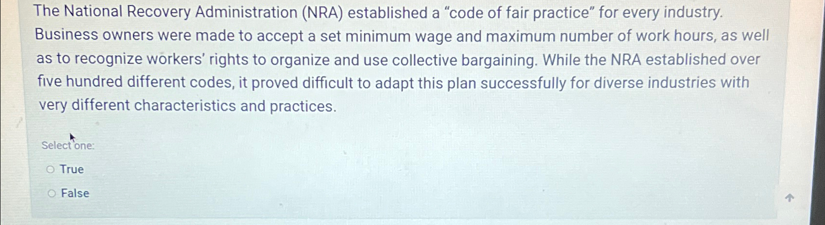 Solved The National Recovery Administration (NRA) | Chegg.com