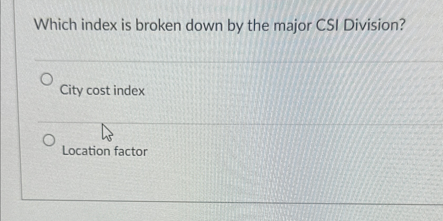 Solved Which index is broken down by the major CSI | Chegg.com