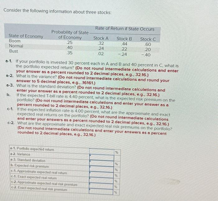 Solved Consider the following information about three | Chegg.com