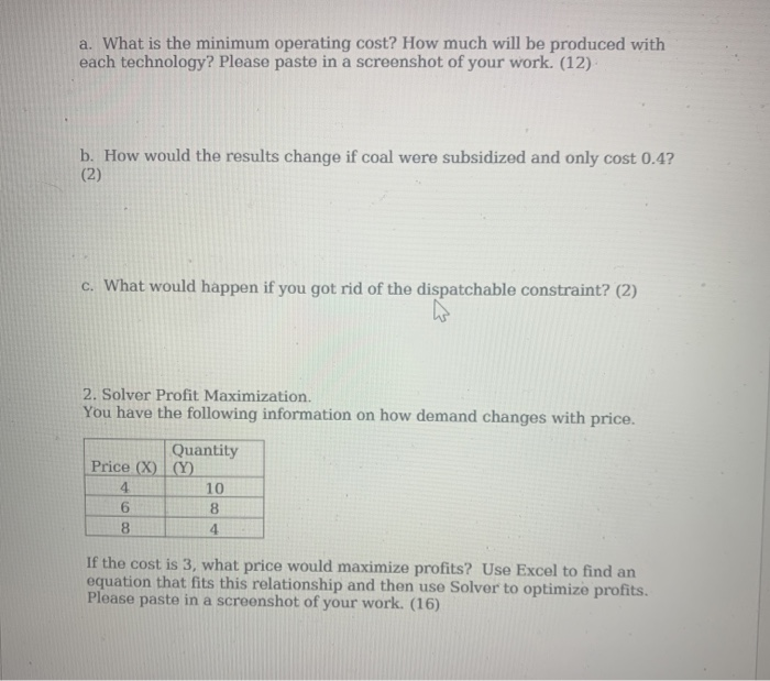 Solved 1. Solver Energy Generation Optimization Problem You | Chegg.com