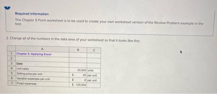 Solved Required information The Chapter 5 Form worksheet is | Chegg.com