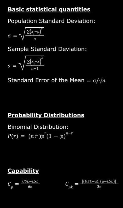 Solved Basic statistical quantities Population Standard | Chegg.com