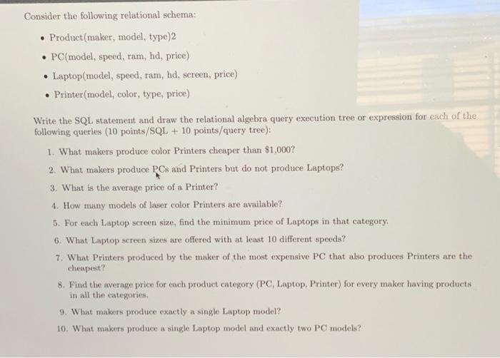 Solved Consider the following relational schema: - | Chegg.com