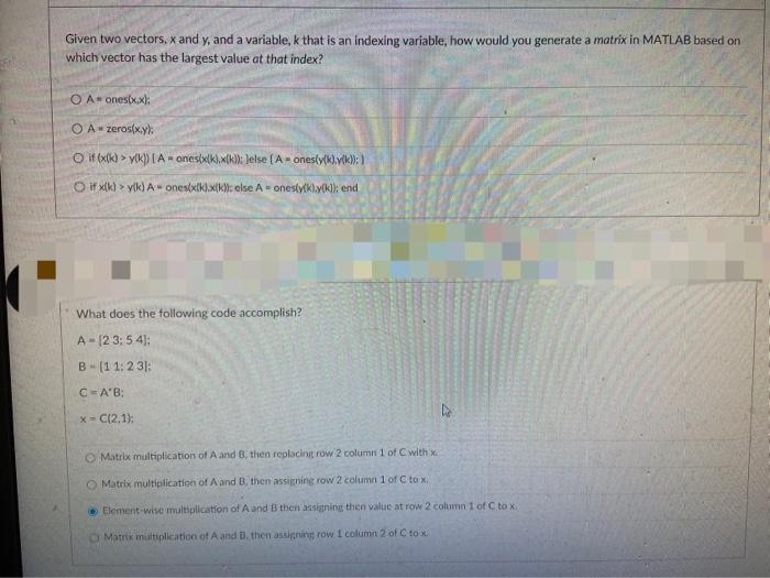 Solved Given Two Vectors X And Y And A Variable K That Is