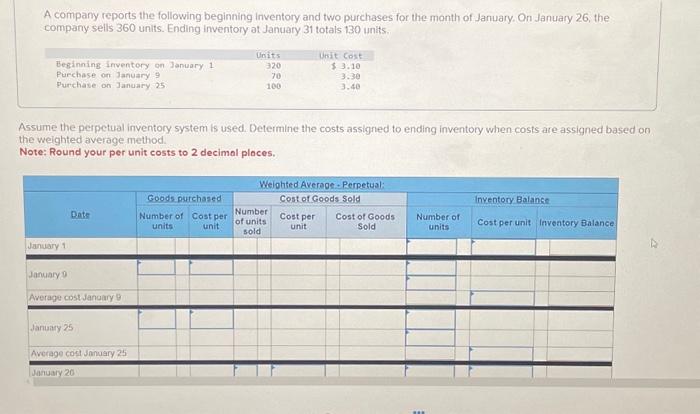 Solved A company reports the following beginning inventory | Chegg.com