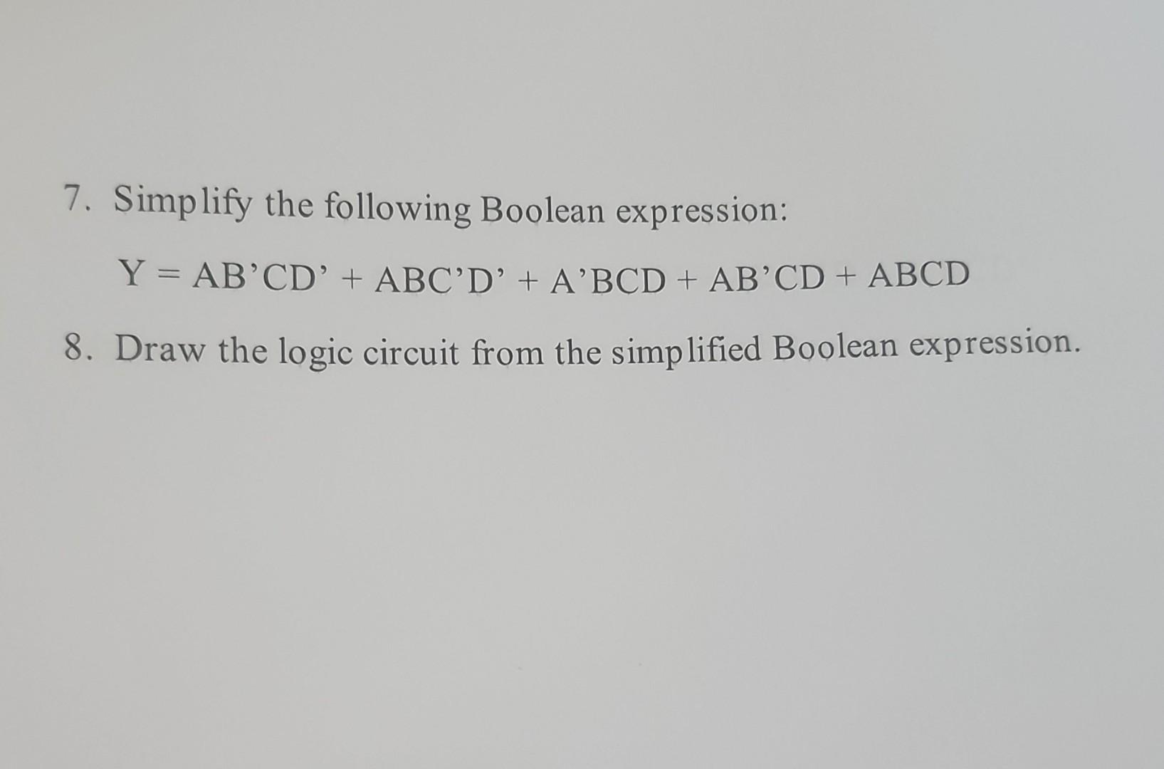 9. Simplify the following Boolean expression: | Chegg.com