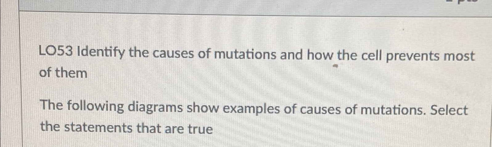 Solved LO53 ﻿Identify the causes of mutations and how the | Chegg.com