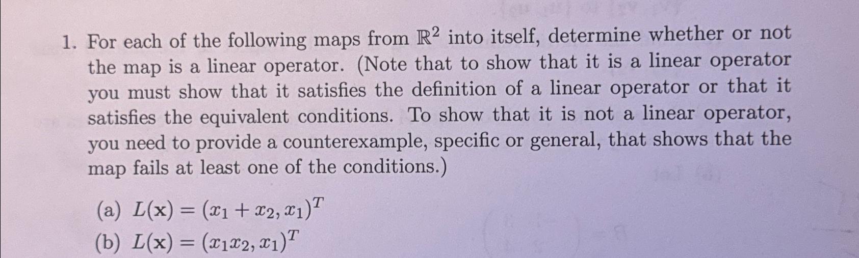 Solved For each of the following maps from R2 ﻿into itself, | Chegg.com