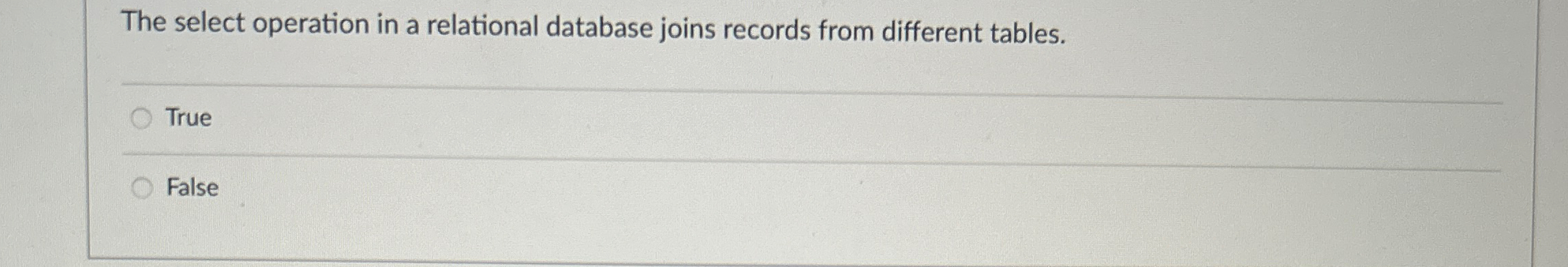 Solved The select operation in a relational database joins | Chegg.com