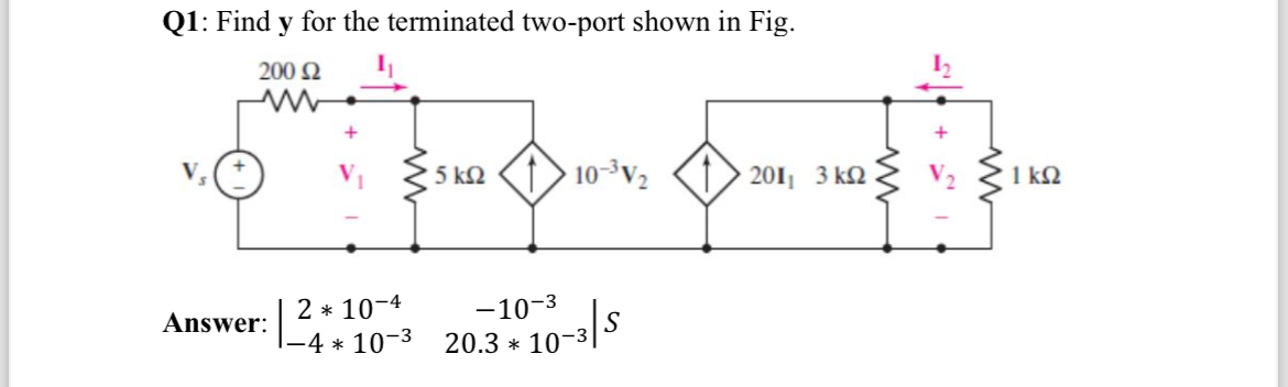 Solved Q1: Find y ﻿for the terminated two-port shown in | Chegg.com