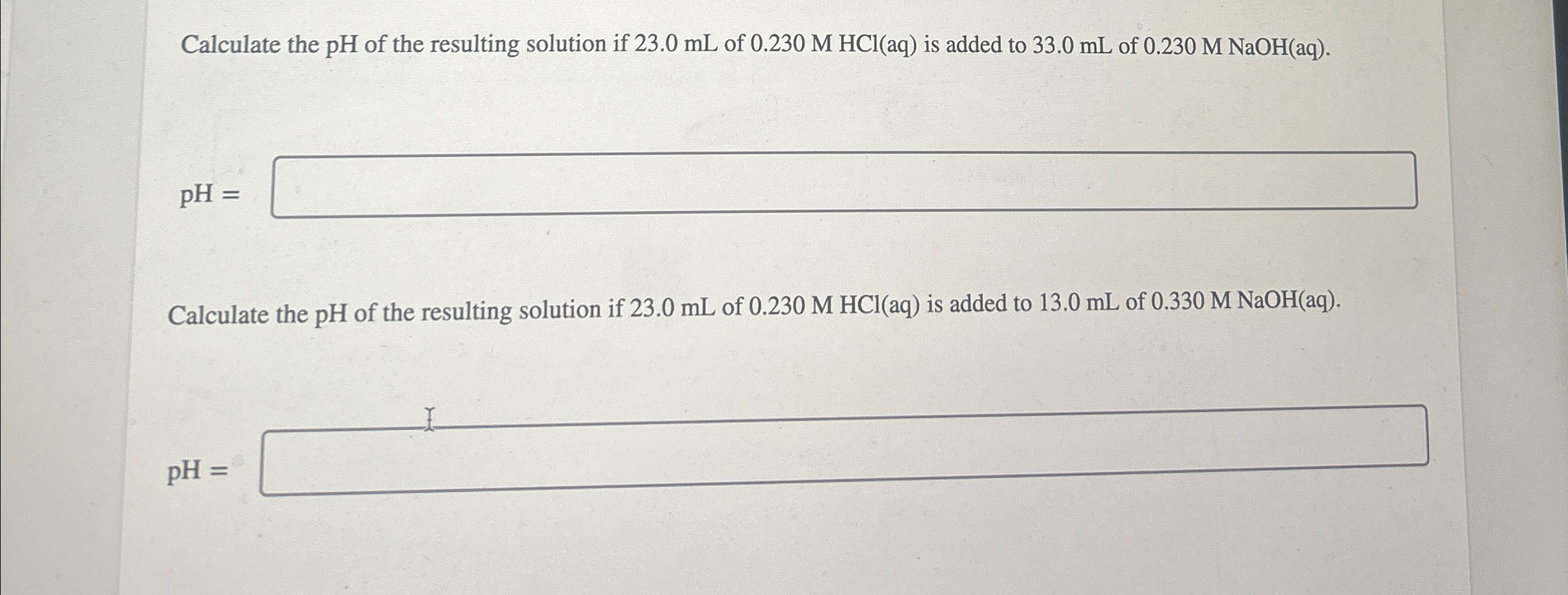 Calculate the pH ﻿of the resulting solution if 23.0mL | Chegg.com