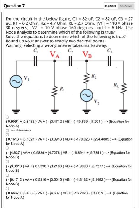 Solved For the circuit in the below figure, | Chegg.com