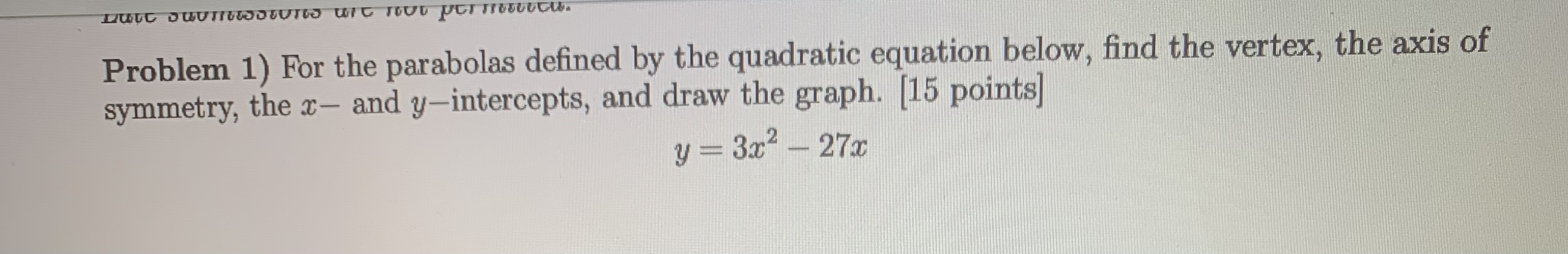 Solved Problem 1) ﻿For the parabolas defined by the | Chegg.com
