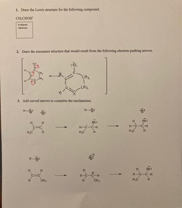 Solved 1. Draw the Lewis structure for the following | Chegg.com