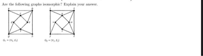 Solved Are the following graphs isomorphic? Explain your | Chegg.com