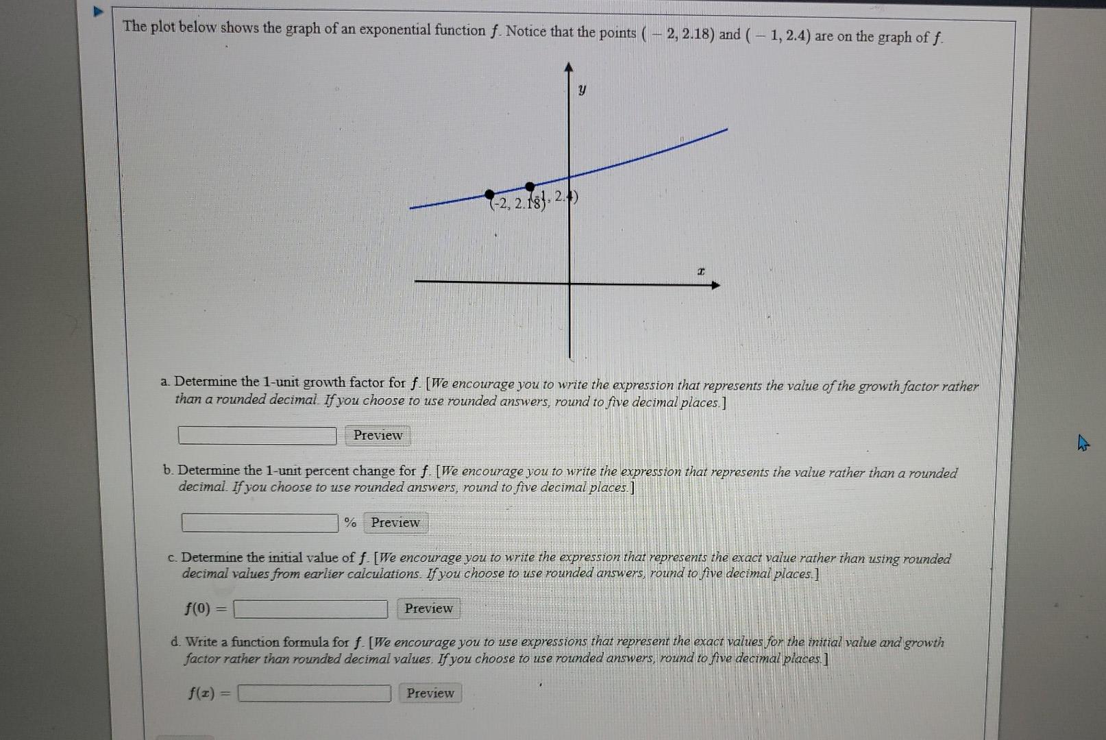 Solved The plot below shows the graph of an exponential | Chegg.com