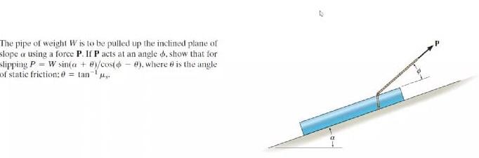 Solved The pipe or weight is to be pulled up the inclinou | Chegg.com