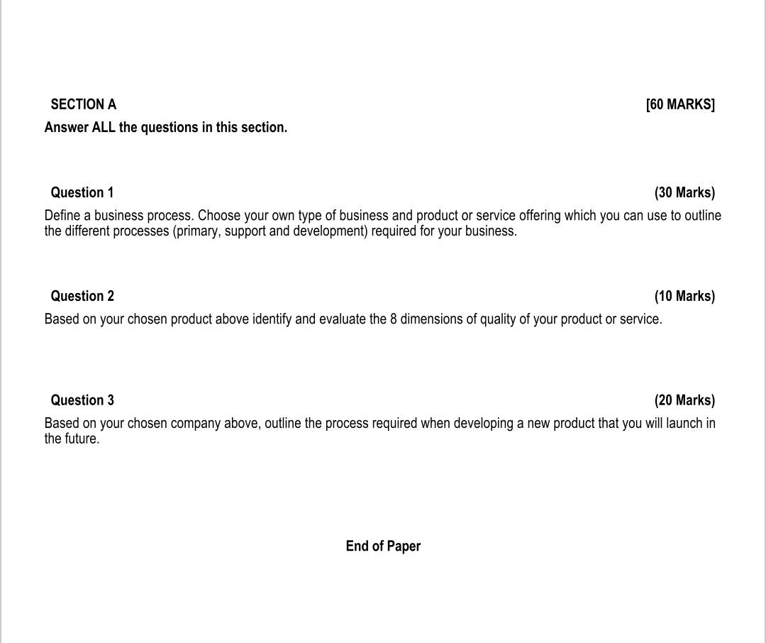 Solved SECTION A [60 MARKS] Answer ALL the questions in this | Chegg.com