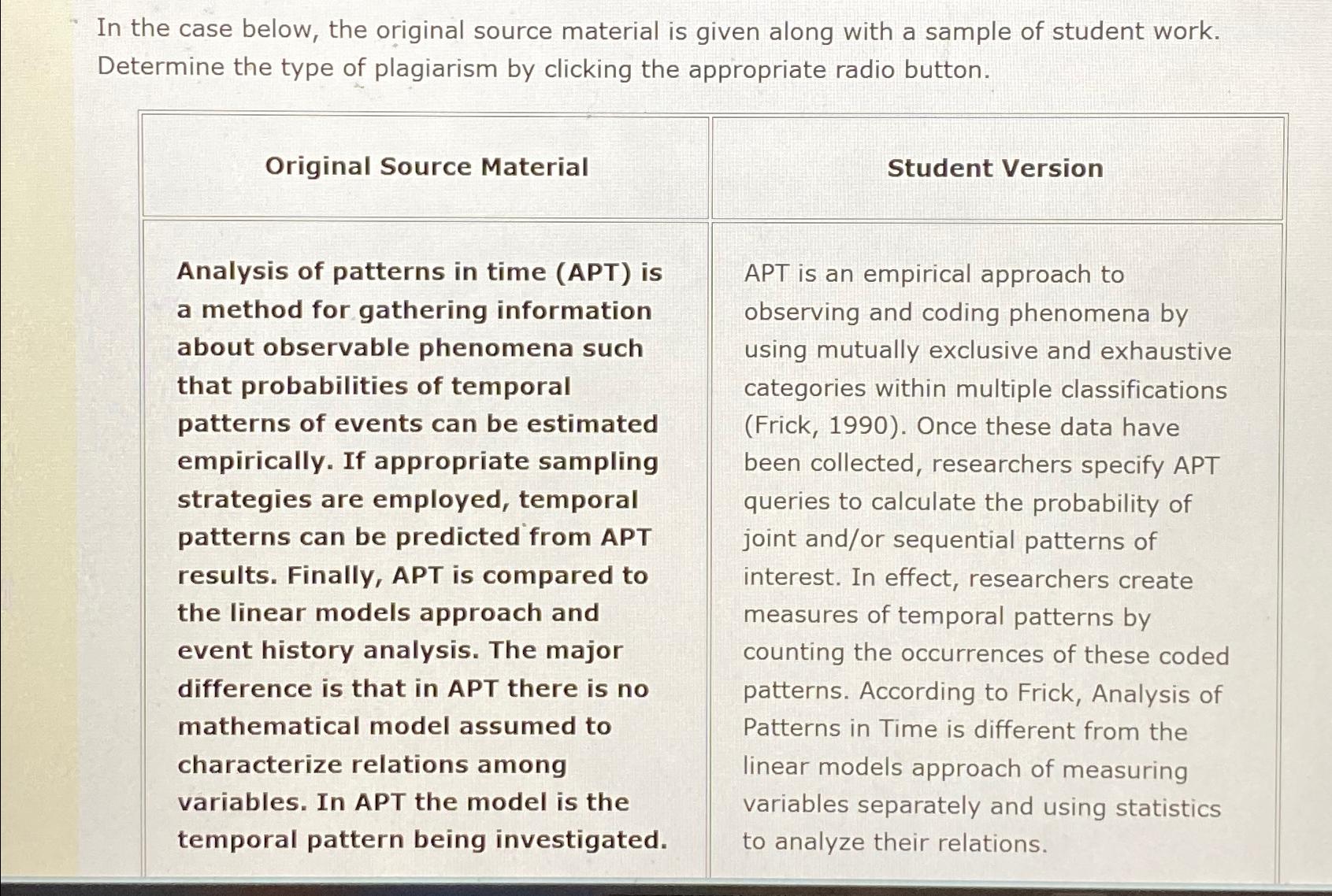 Solved In the case below, the original source material is | Chegg.com