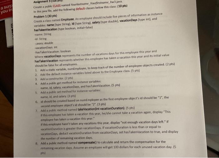 Solved Create a public CLASS named | Chegg.com