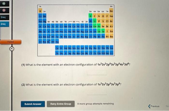 Solved (1) What is the element with an electron | Chegg.com