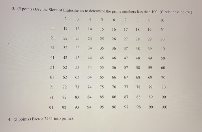 Solved 3. (5 points) Use the Sieve of Eratosthenes to | Chegg.com