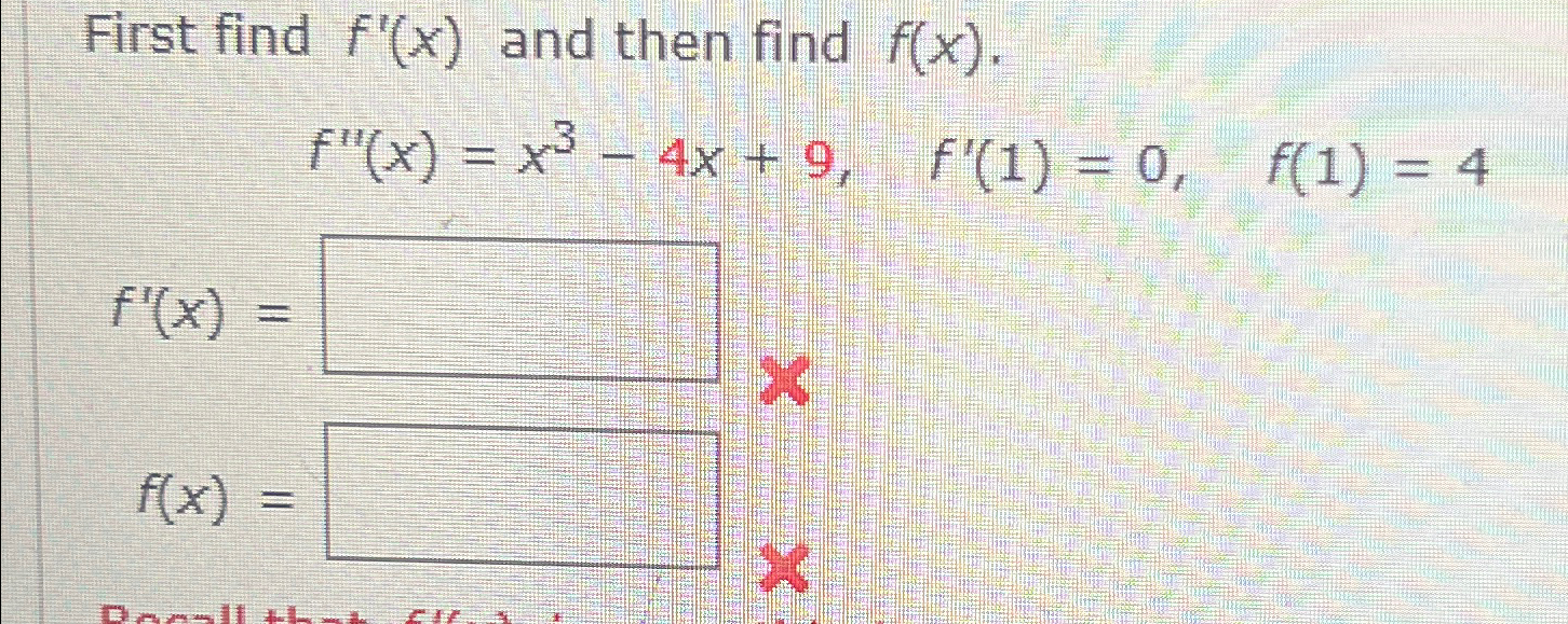 Solved First find f'(x) ﻿and then find | Chegg.com