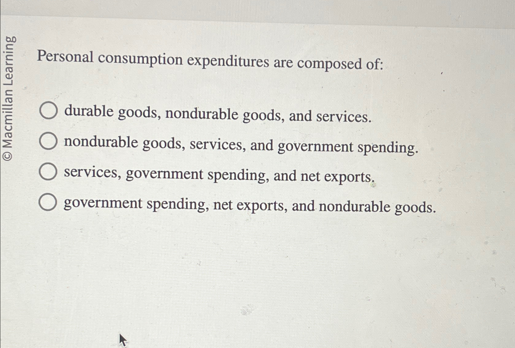 Solved durable goods, nondurable goods, and | Chegg.com