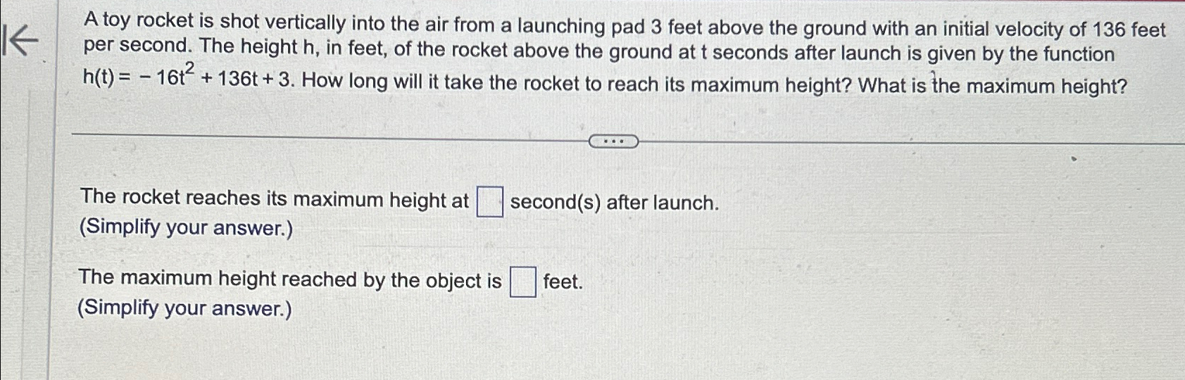 Solved A toy rocket is shot vertically into the air from a | Chegg.com