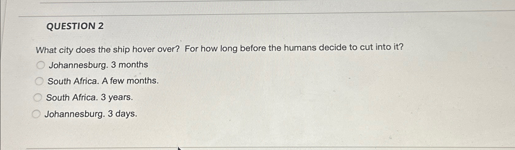 Solved QUESTION 2What city does the ship hover over? For how | Chegg.com