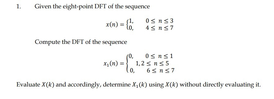 Solved Given the eight-point DFT of the | Chegg.com