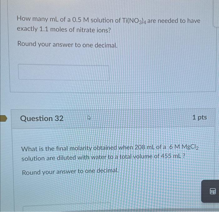 Solved How many mL of a 0.5M solution of Ti(NO3)4 are needed | Chegg.com