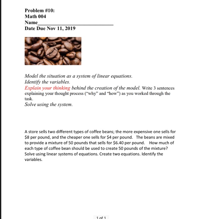 Solved Problem #10: Math 004 Name Date Due Nov 11, 2019 | Chegg.com