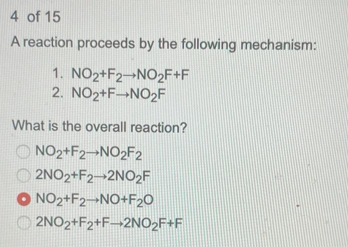 Solved 4 of 15 A reaction proceeds by the following | Chegg.com