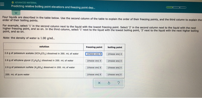 Solved ADVANCED MATERIAL Predicting relative bolling point | Chegg.com