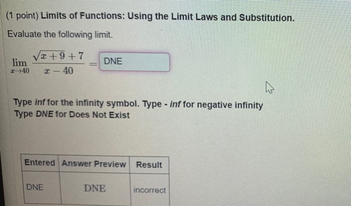 Solved (1 point) Limits of Functions: Using the Limit Laws | Chegg.com