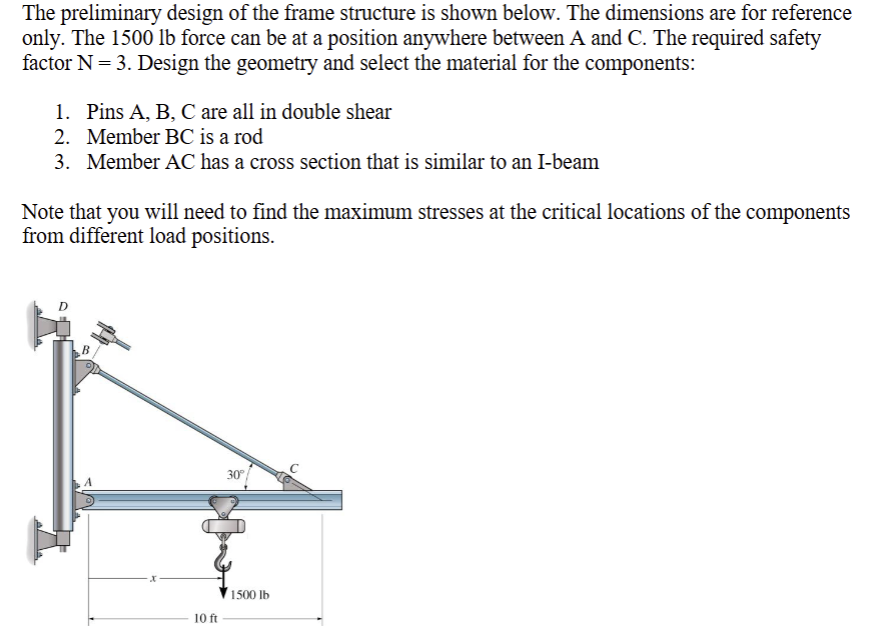Solved The preliminary design of the frame structure is | Chegg.com
