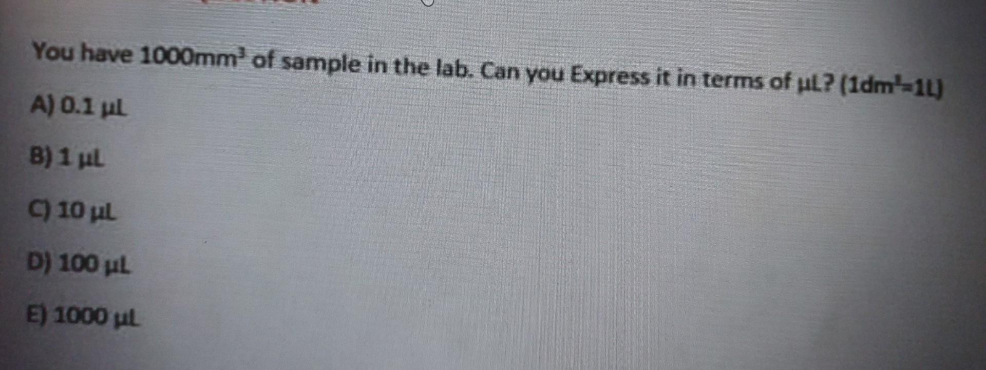 Solved You have 1000 mm3 of sample in the lab. Can you | Chegg.com