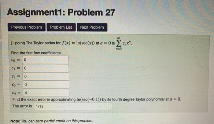 Solved Assignment1: Problem 27 Previous Problem Problem List | Chegg.com
