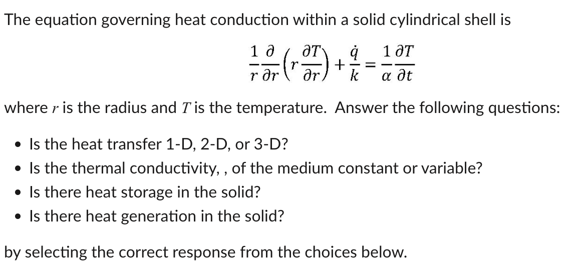 Solved The equation governing heat conduction within a solid | Chegg.com