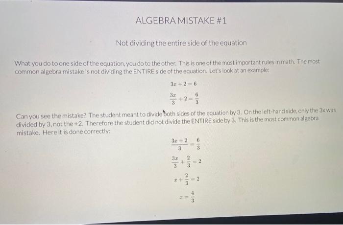 Solved Describe an algebra mistake from the article that | Chegg.com